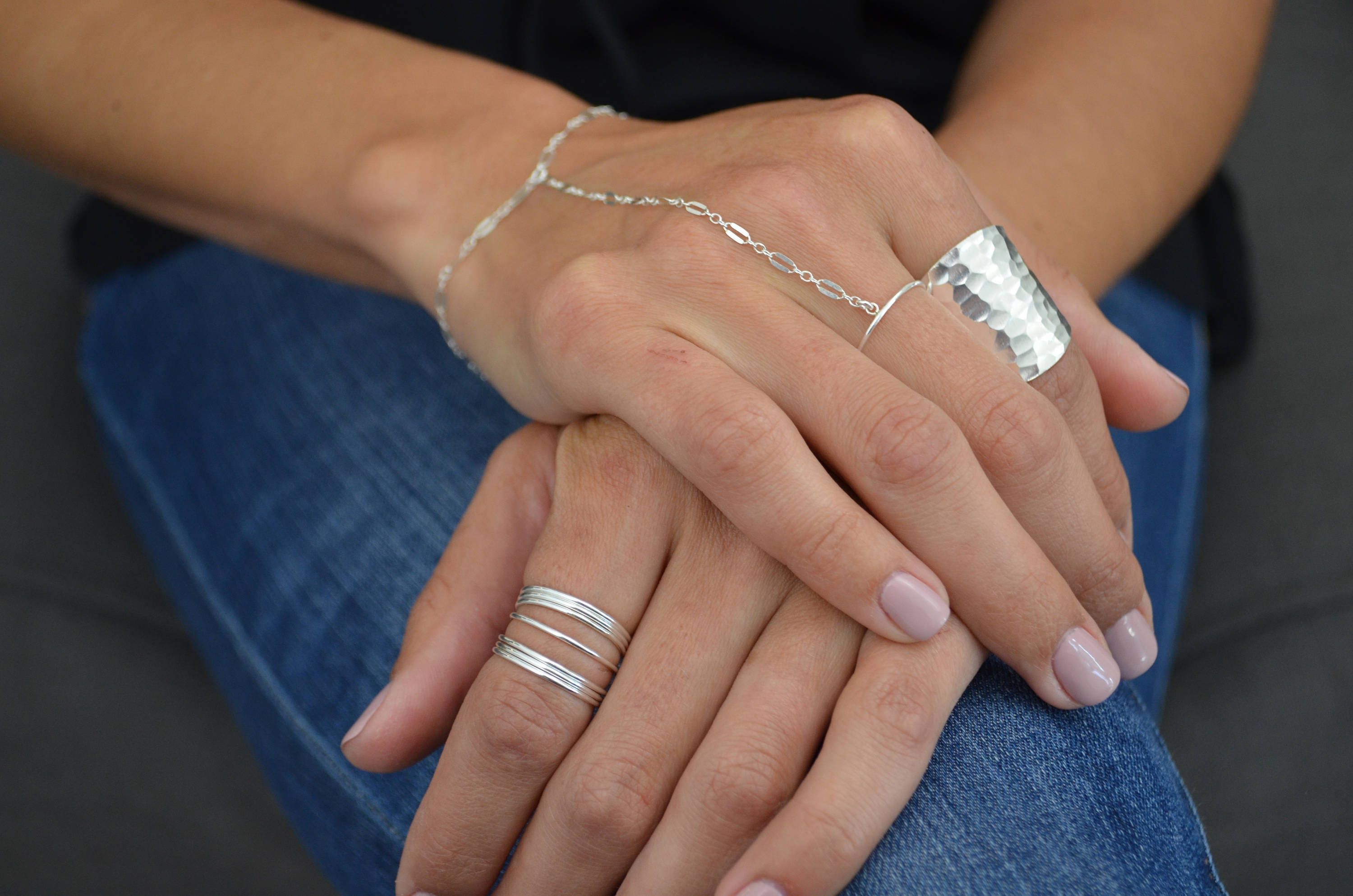 Sterling Silver Hammered Cuff Ring // Silver Statement Ring // - Etsy