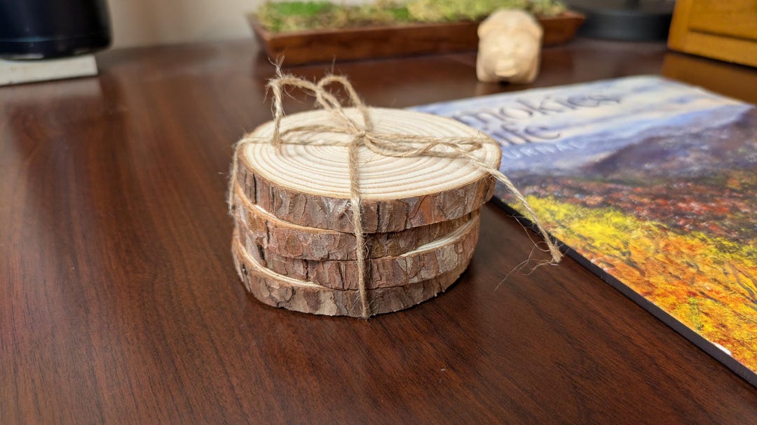 Natural Pine Wood Coasters - Set of 4 - Etsy