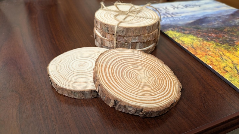 Natural Pine Wood Coasters - Set of 4 - Etsy