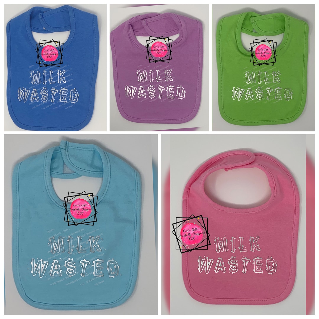 Milked Wasted Baby Bib, Pink, Infant, Newborn, Baby Shower, Baby Gift ...