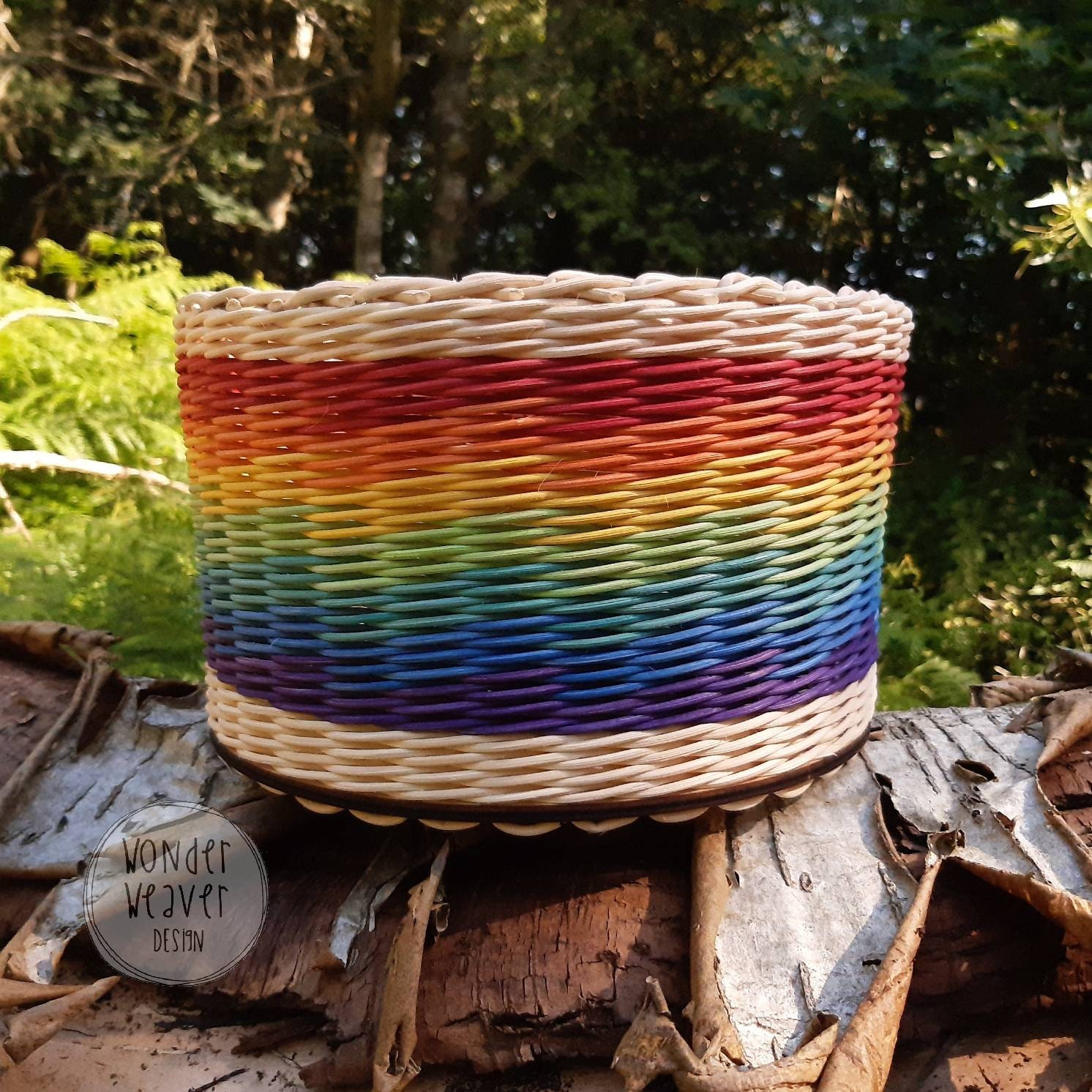 Large Rainbow Rattan Storage Basket Unique Handwoven - Etsy
