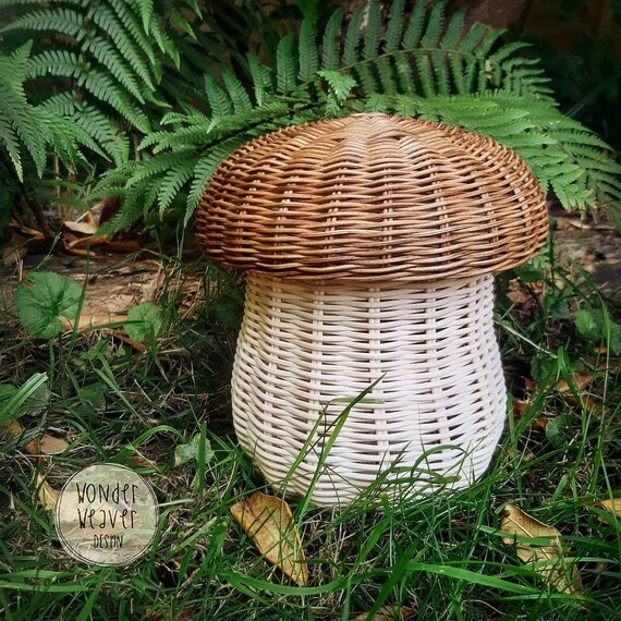 Mushroom Basket With Hand-dyed Lid Small Brown Autumn - Etsy