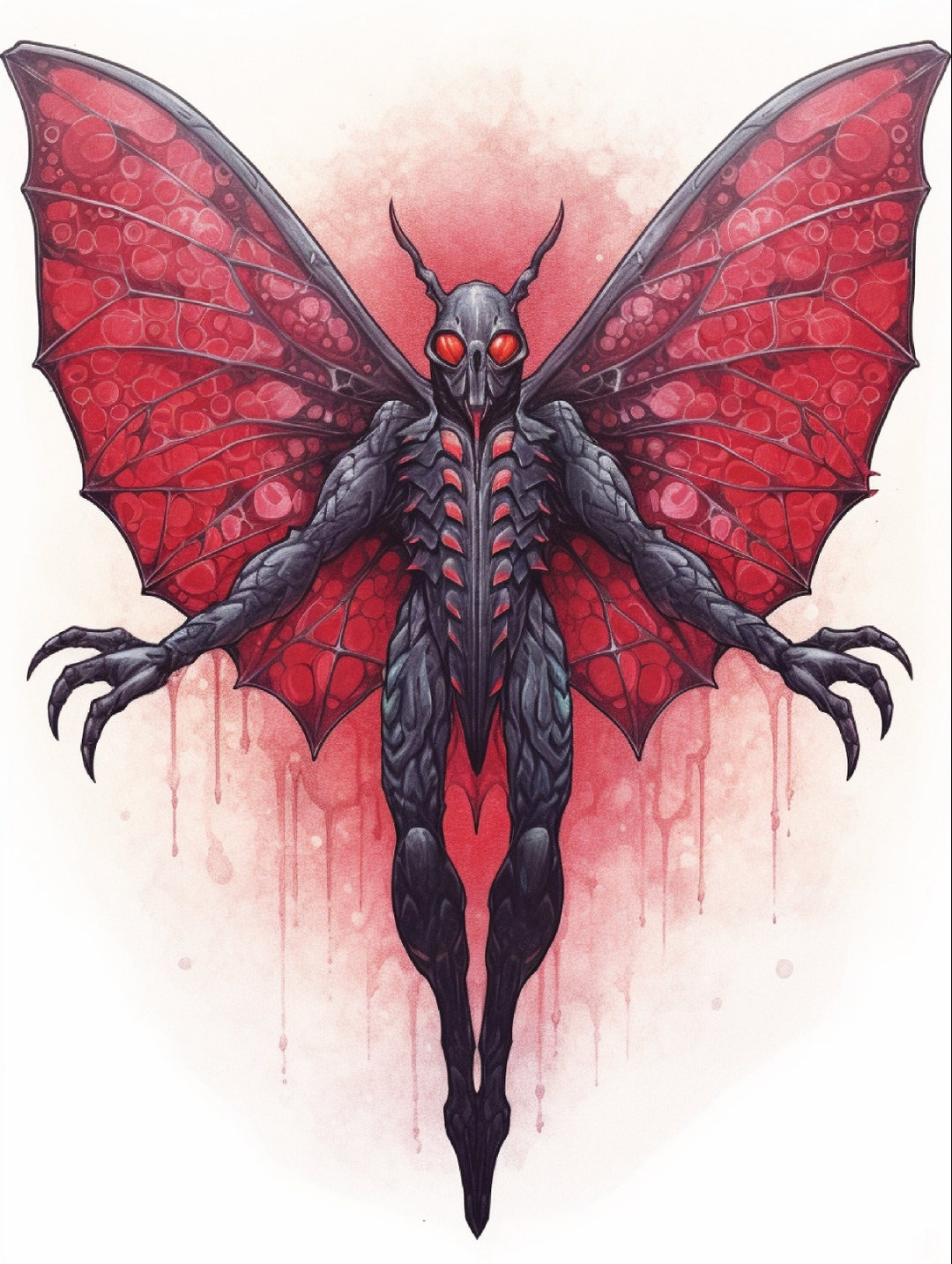 Moth Man Wrapping Paper Mothman Art Christmas Wrapping Paper Mothman ...