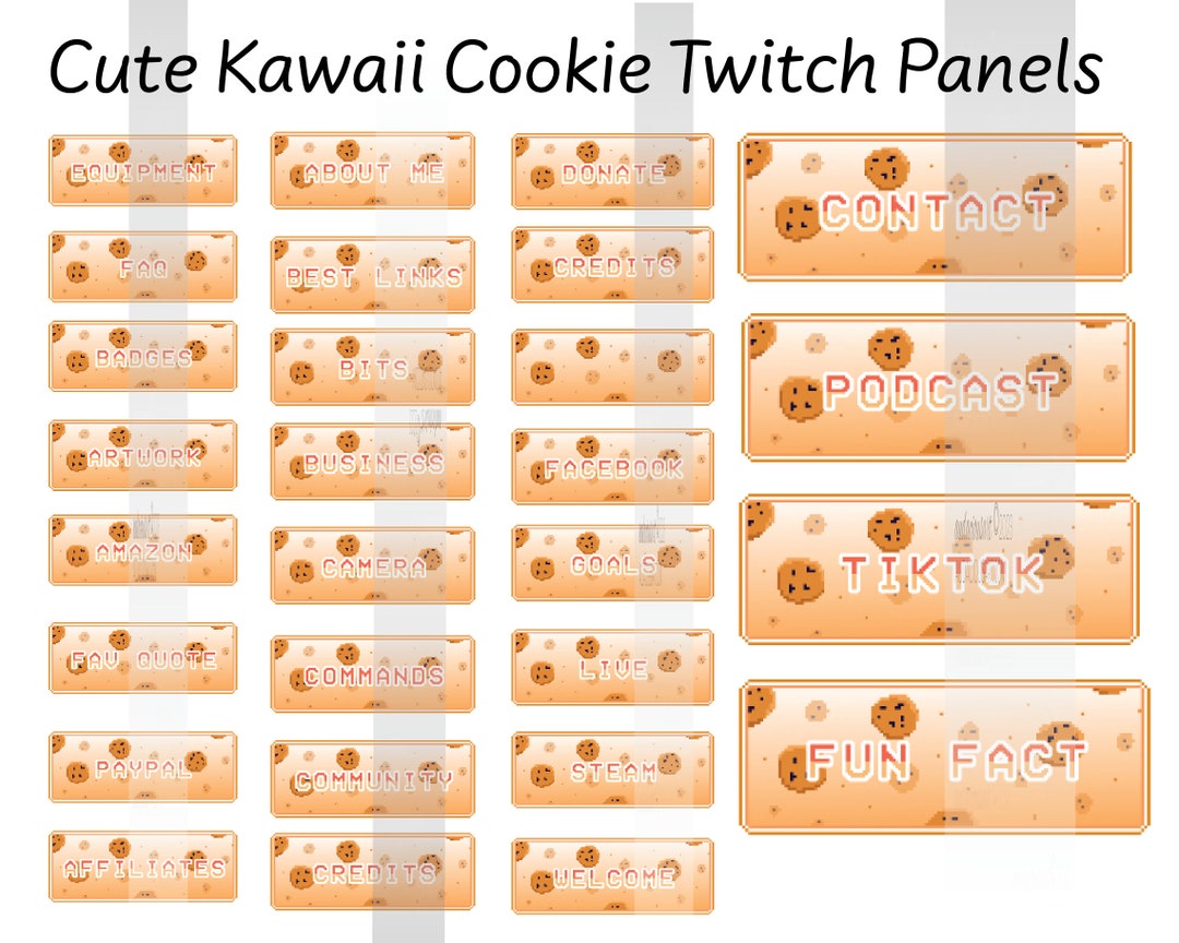 Twitch Panels Cute Kawaii Cookie Pixel Twitch Panels Stream Sweet ...