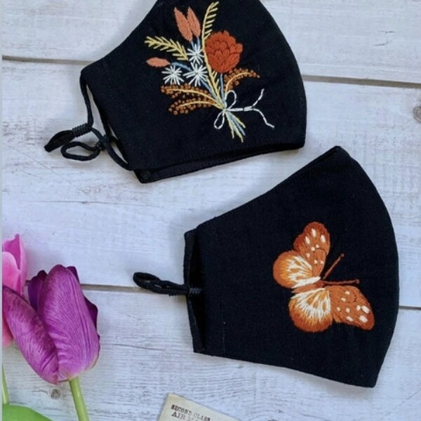 Embroidered Mask - Etsy