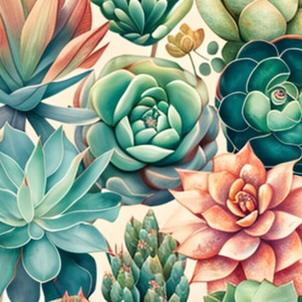 Succulent Printable Patterns Template - Etsy