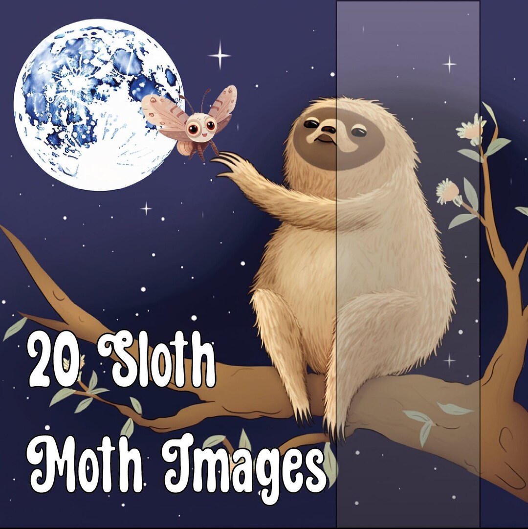 Sloth Moth Clipart 20 Sloth Moth PNG Sloth SVG Bundle Sloth and Sloth ...