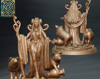 Olympians, Circe the Enchantress Miniature with Pig Familiars D&D ...