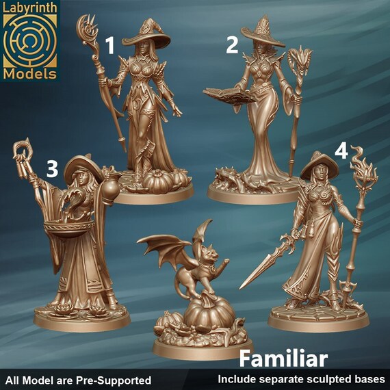 Elemental Witches With Bonus Familiar by Labyrinth Models | Etsy
