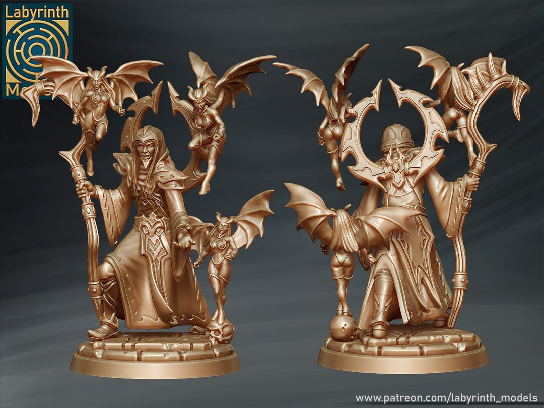 Warlock With Succubi by Labyrinth Models - Etsy