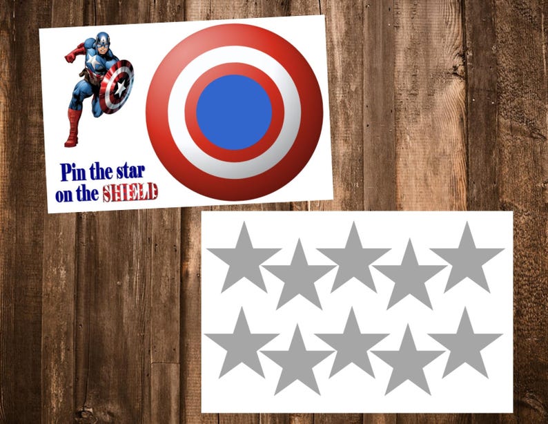 Captain America Pin the Star on the Shield Game -- Superhero Birthday ...