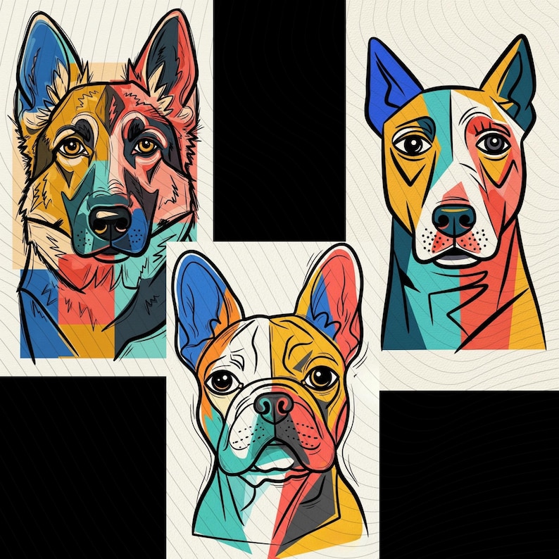 Picasso Dog Art Prints | Cubist Pet Portraits (16x20 Pngs) - Etsy