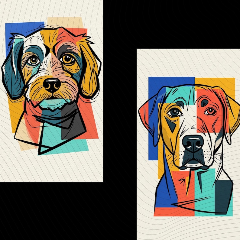 Picasso Dog Art Prints | Cubist Pet Portraits (16x20 Pngs) - Etsy