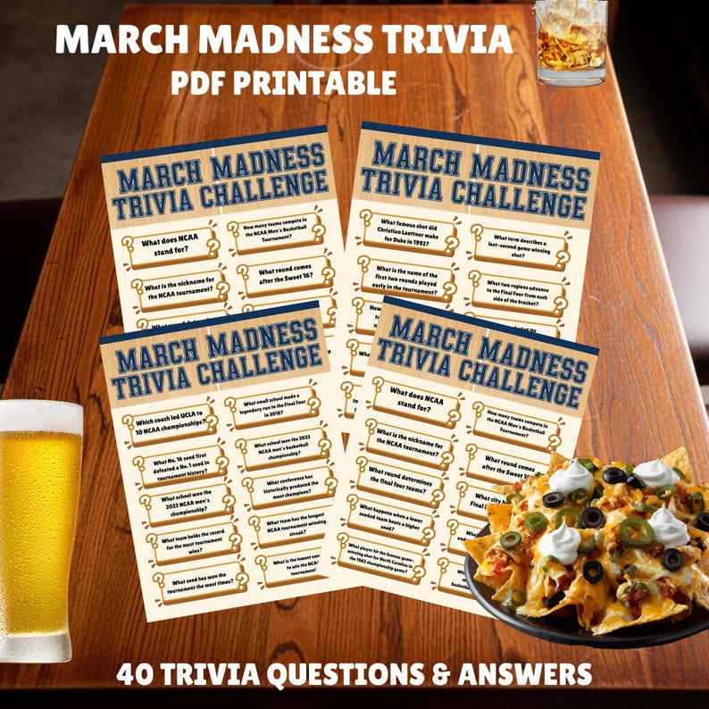 March Madness Trivia Game | Basketball NCAA Watch Party (PDF Download ...