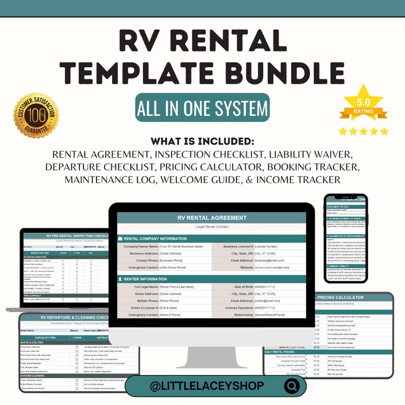 RV Rental Business Template Bundle, Contract Forms, Excel - Etsy