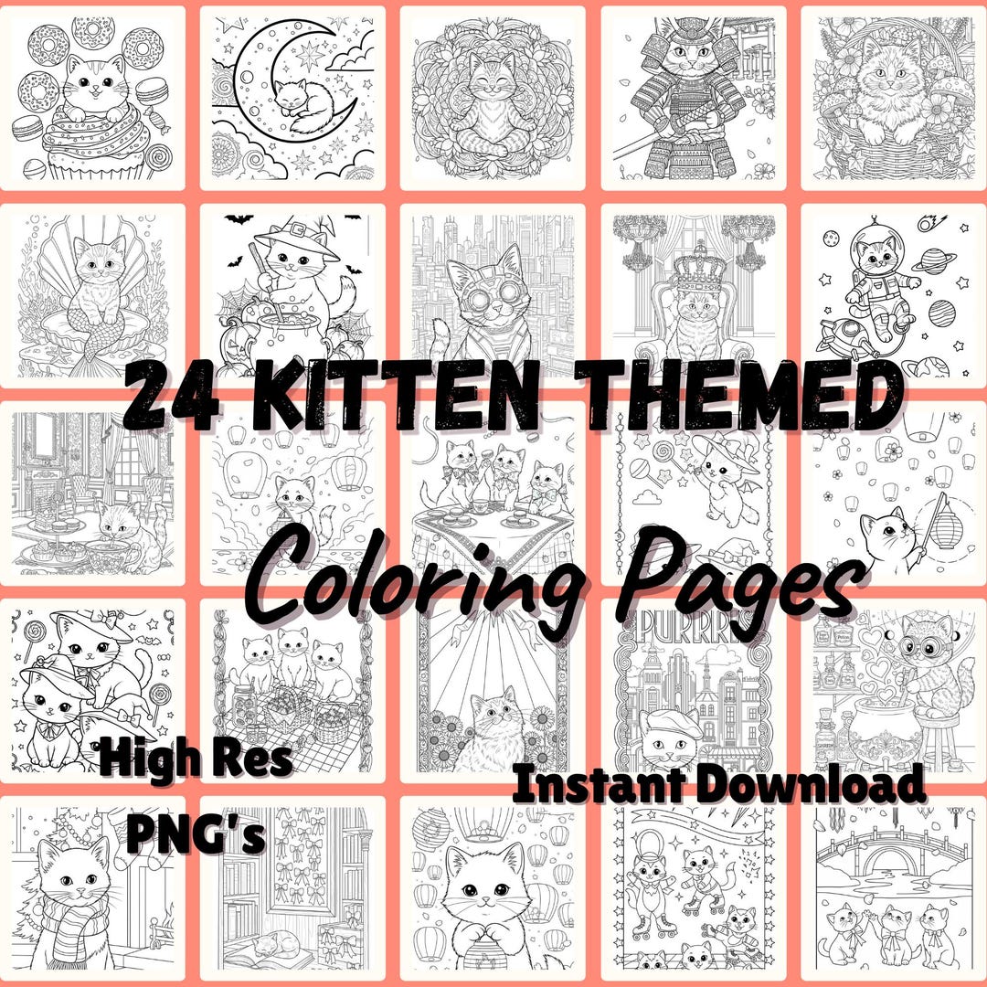 Cute Kitten Coloring Pages, 23 Printable Cat Sheets (digital Download ...