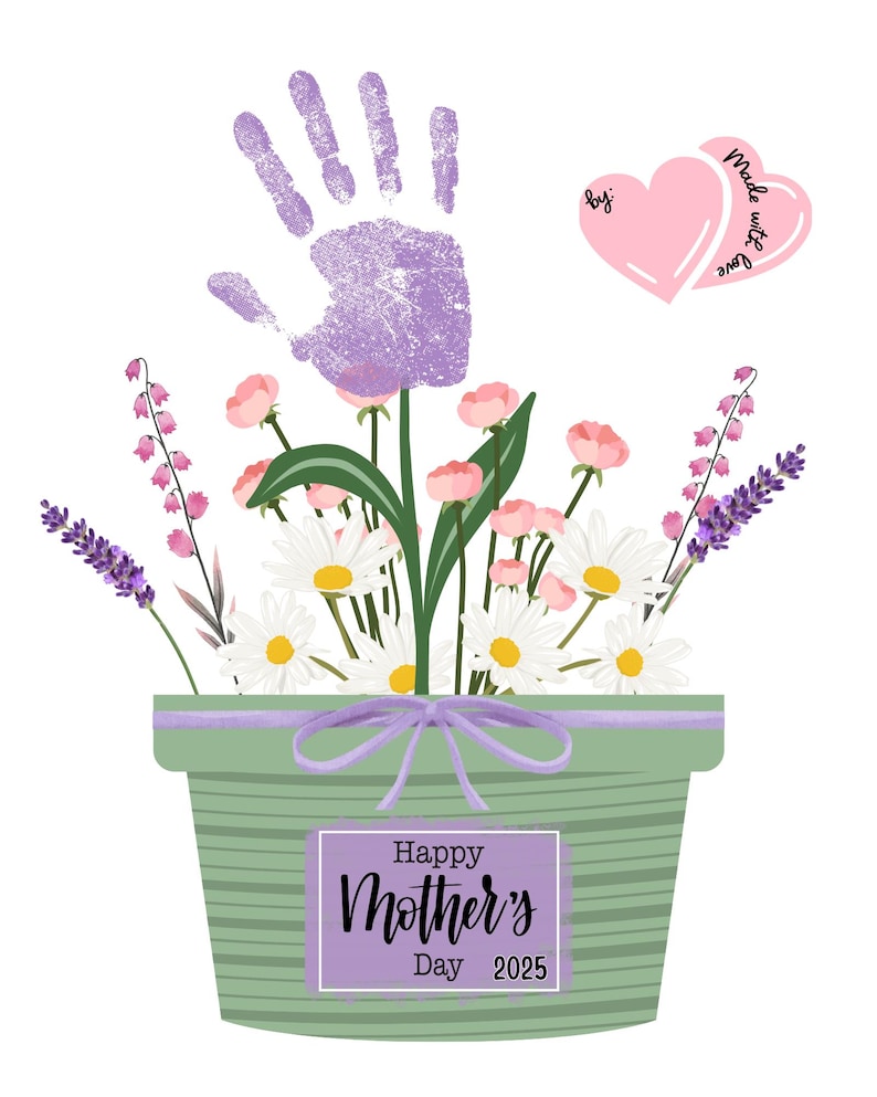 Mother’s Day Handprint Flower Pot Custom Printable - Etsy