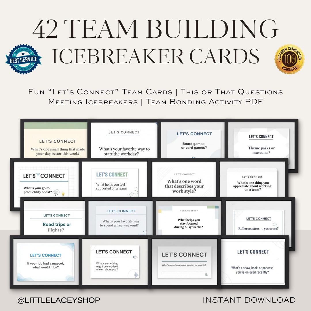 Team Building Icebreaker Cards, Fun 'let's Connect' Prompts (printable ...