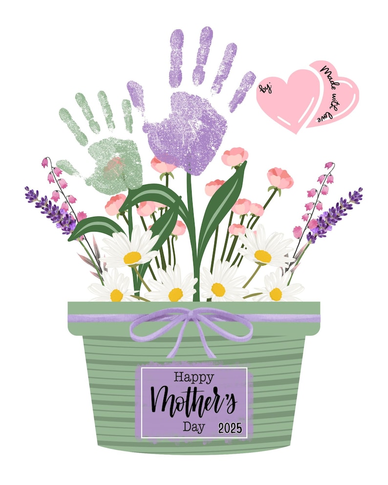 Mother’s Day Handprint Flower Pot Custom Printable - Etsy
