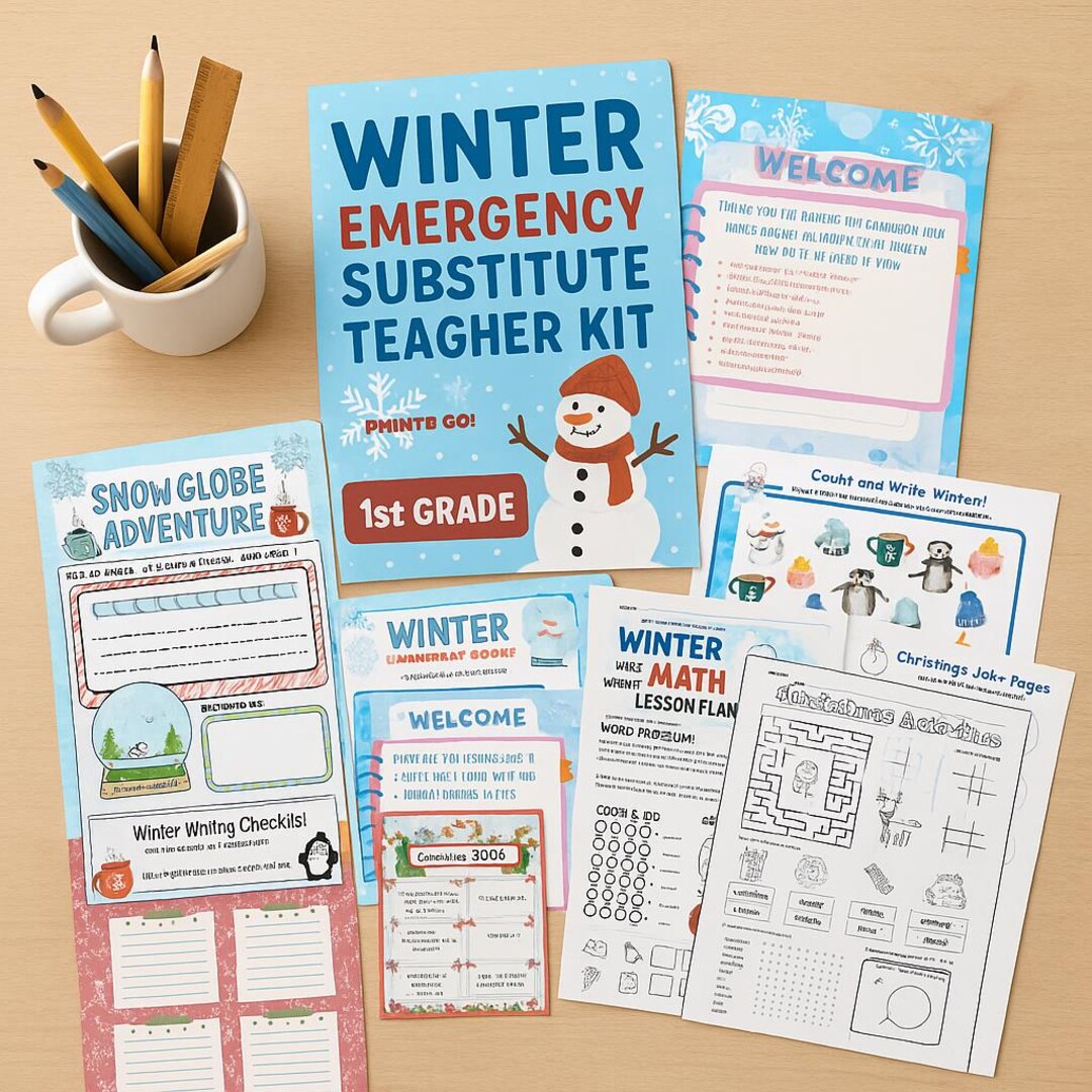 Winter Substitute Teacher Kit – Printable Activities, Grades 1-3 ...