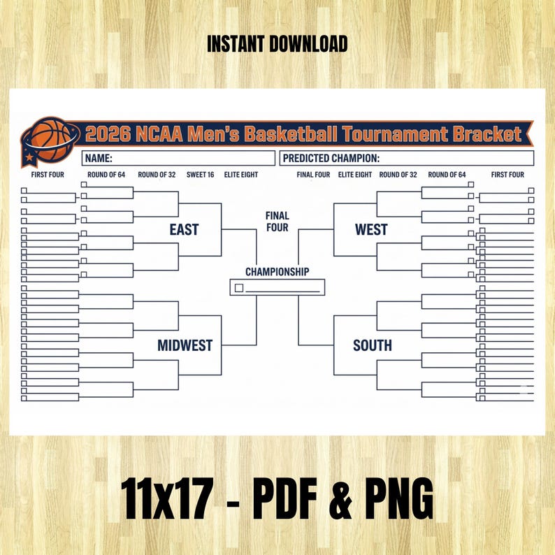 2026 March Madness Bracket Printable | NCAA Tournament Pool Sheet (PDF ...