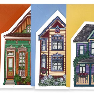 Colorful House Card Variety Pack - 4 Digitally Printed Cards W/ Fun ...