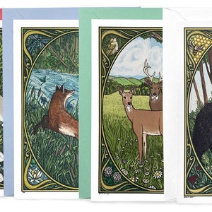 Woodland Animal Card Variety Pack - 4 Digitally Printed Cards W/ Fun ...