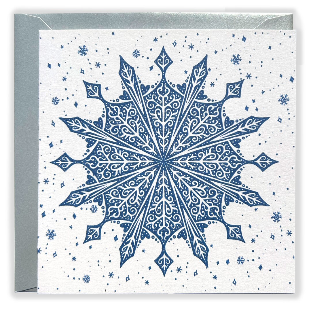 Swirly Snowflake Greeting Card With Silver Envelope : Winter Scene ...