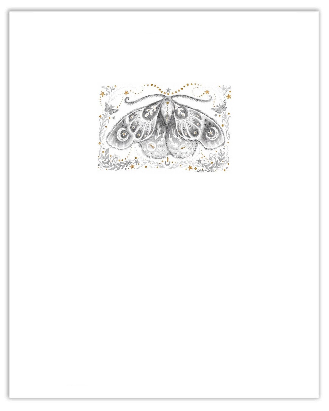 Magic Moth - 8x10 Black and White Reproduction of Original Graphite ...