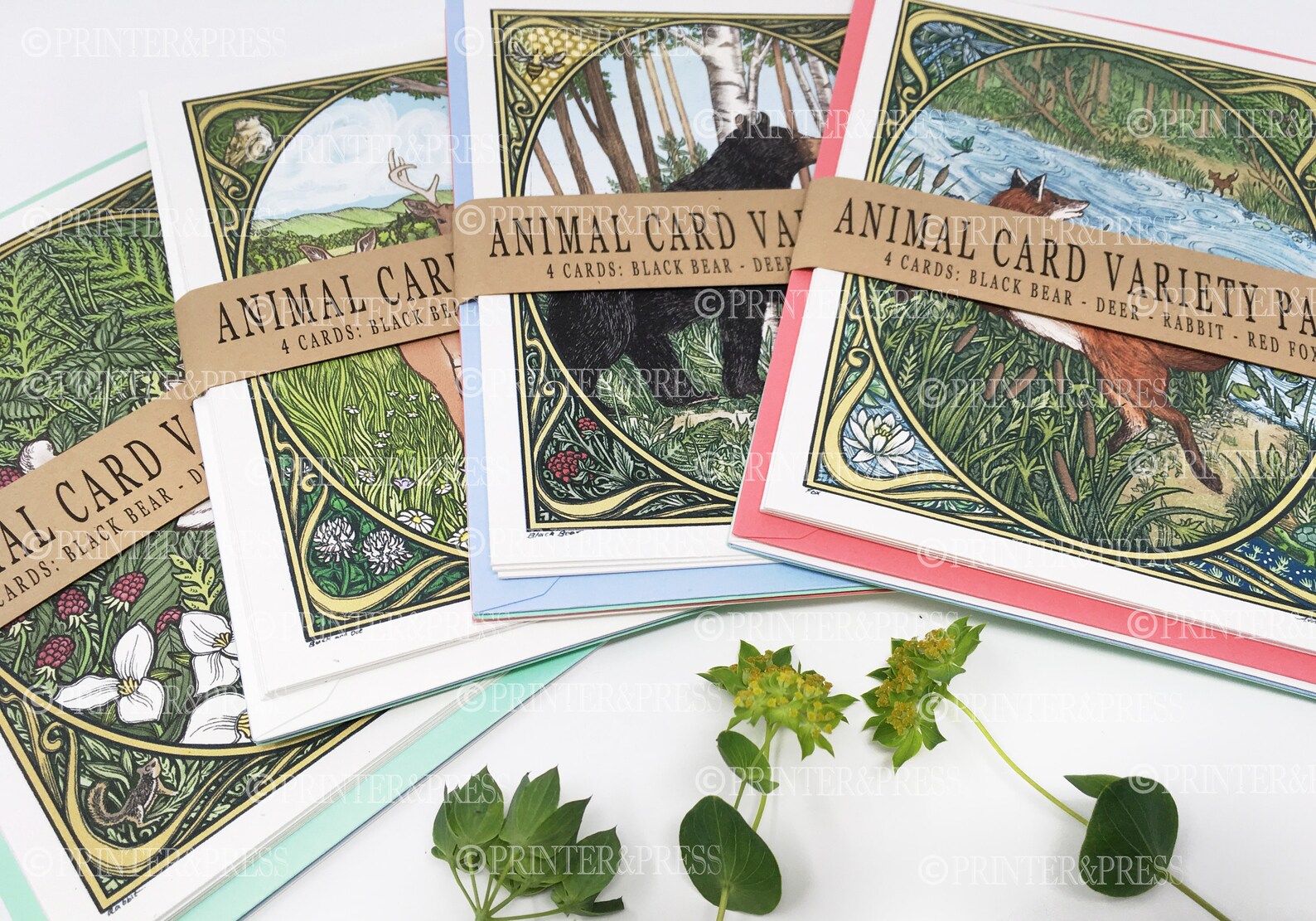 Woodland Animal Card Variety Pack 4 Digitally Printed Cards - Etsy