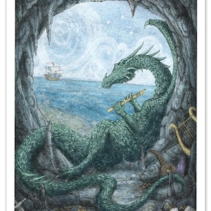 Puff the Magic Dragon - Digital Illustration Print in Various Sizes ...