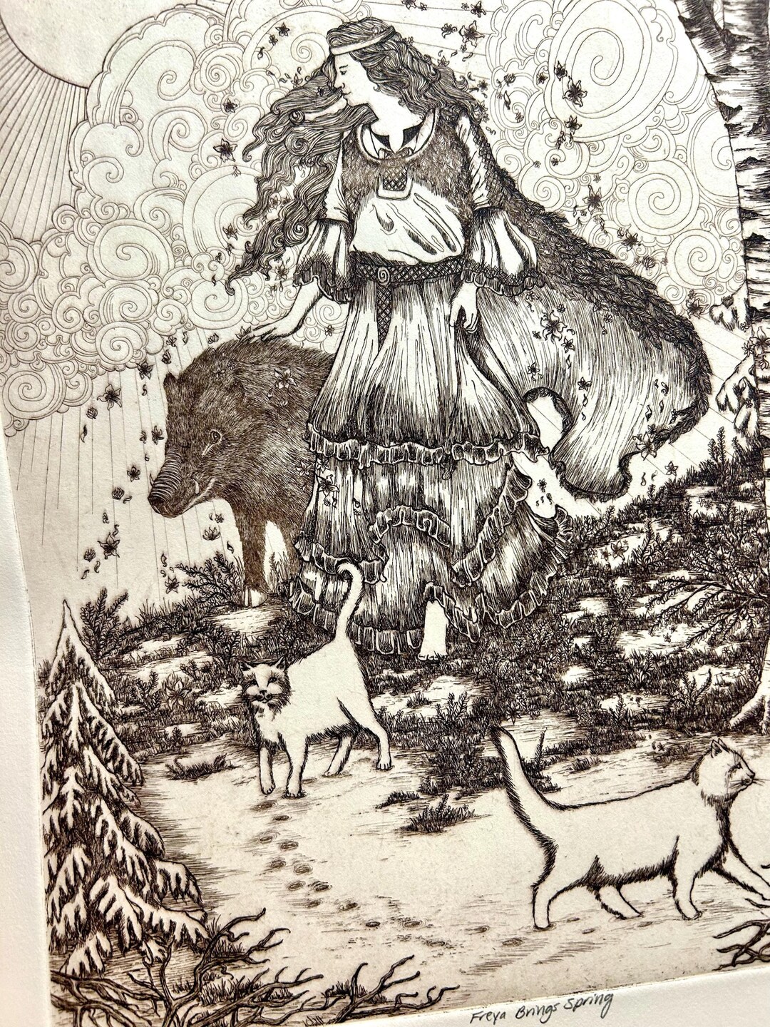 Freya Brings Spring - Limited Edition Hand-pulled Intaglio Etching ...