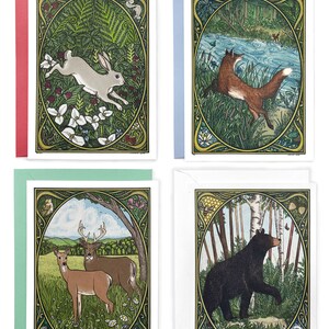 Woodland Animal Card Variety Pack - 4 Digitally Printed Cards W/ Fun ...