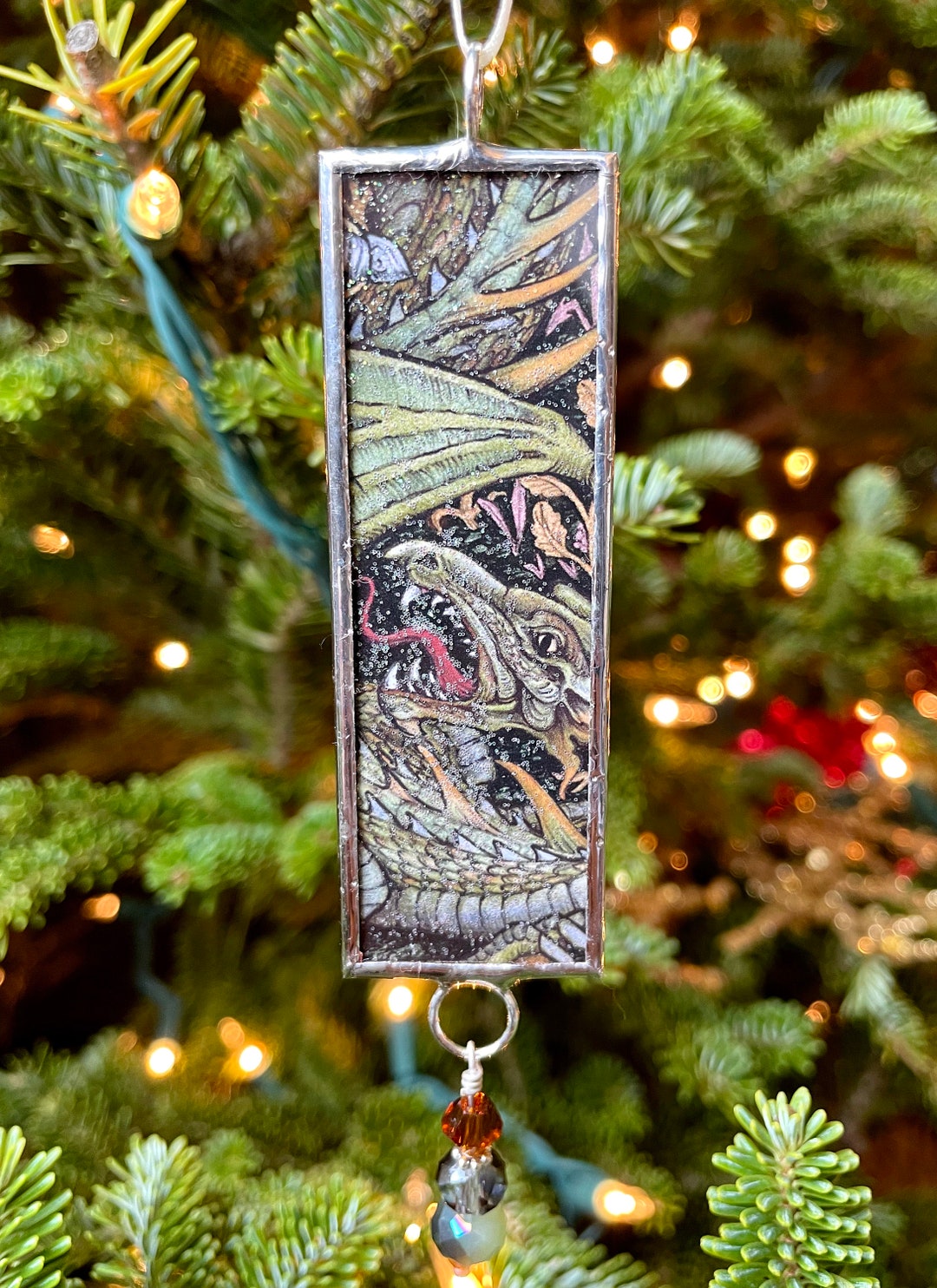 Soldered Stained Glass Ornament With Glitter and Beads - Saint George ...