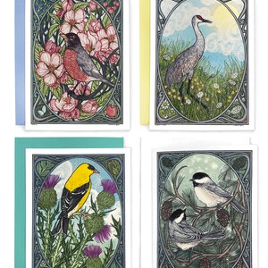 Bird Card Variety Pack 4 Digitally Printed Cards W/ Fun - Etsy