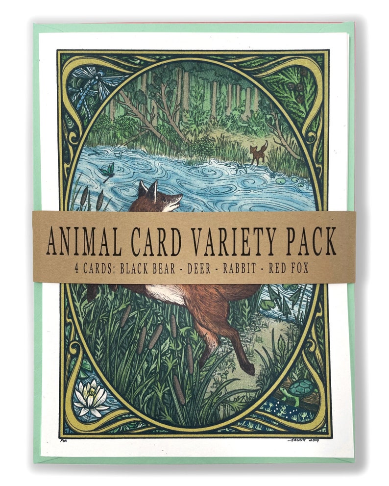 Woodland Animal Card Variety Pack 4 Digitally Printed Cards - Etsy