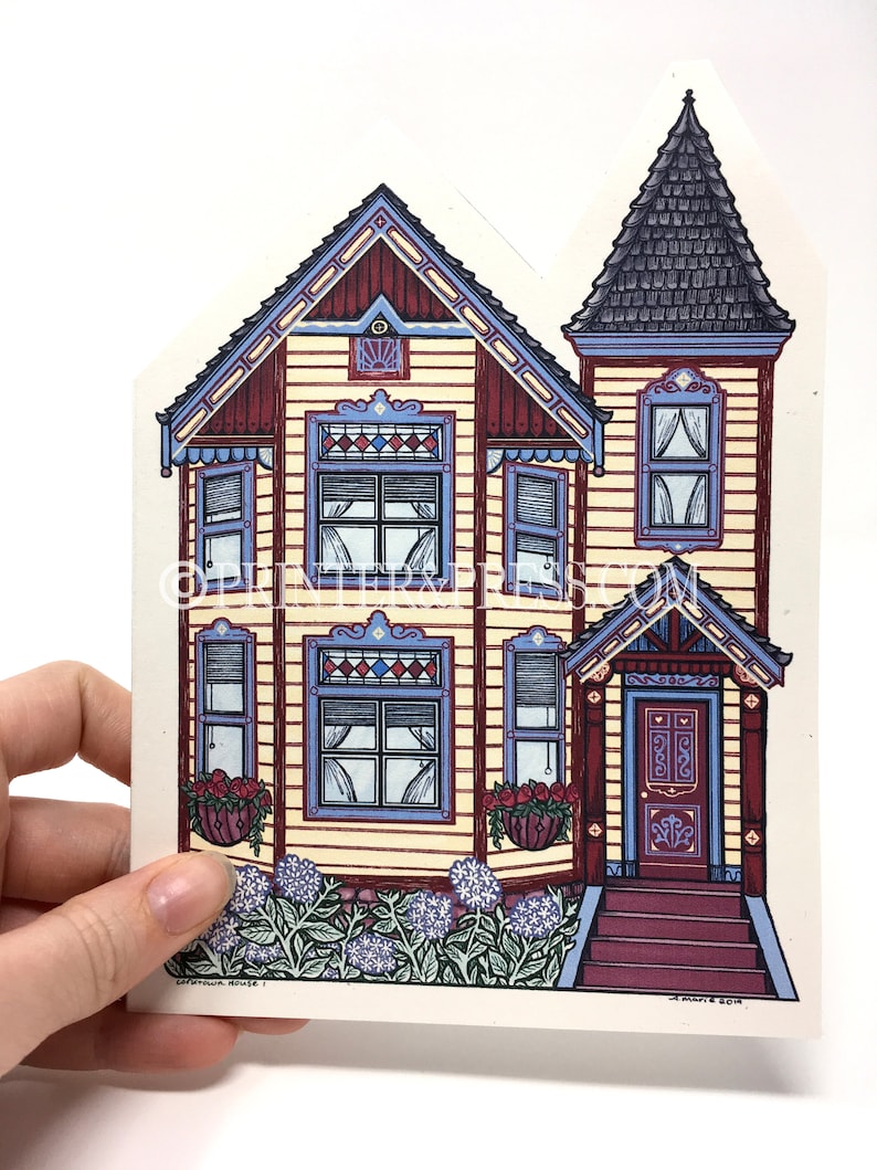 Colorful House Card Variety Pack 4 Digitally Printed Cards | Etsy