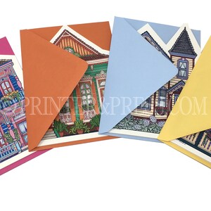 Colorful House Card Variety Pack - 4 Digitally Printed Cards W/ Fun ...