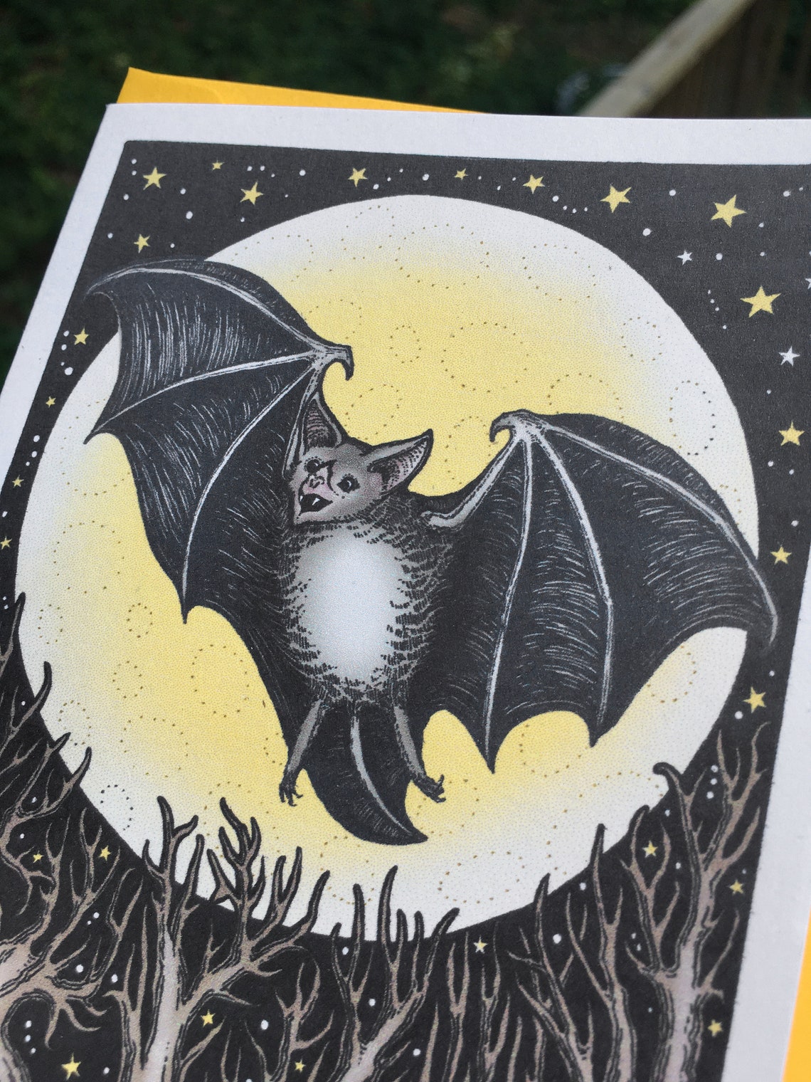 Vampire Bat Greeting Card With Yellow Envelope : Bat - Etsy New Zealand
