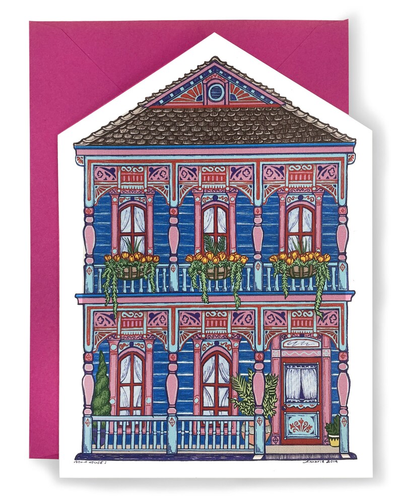 Colorful House Card Variety Pack - 4 Digitally Printed Cards W/ Fun ...