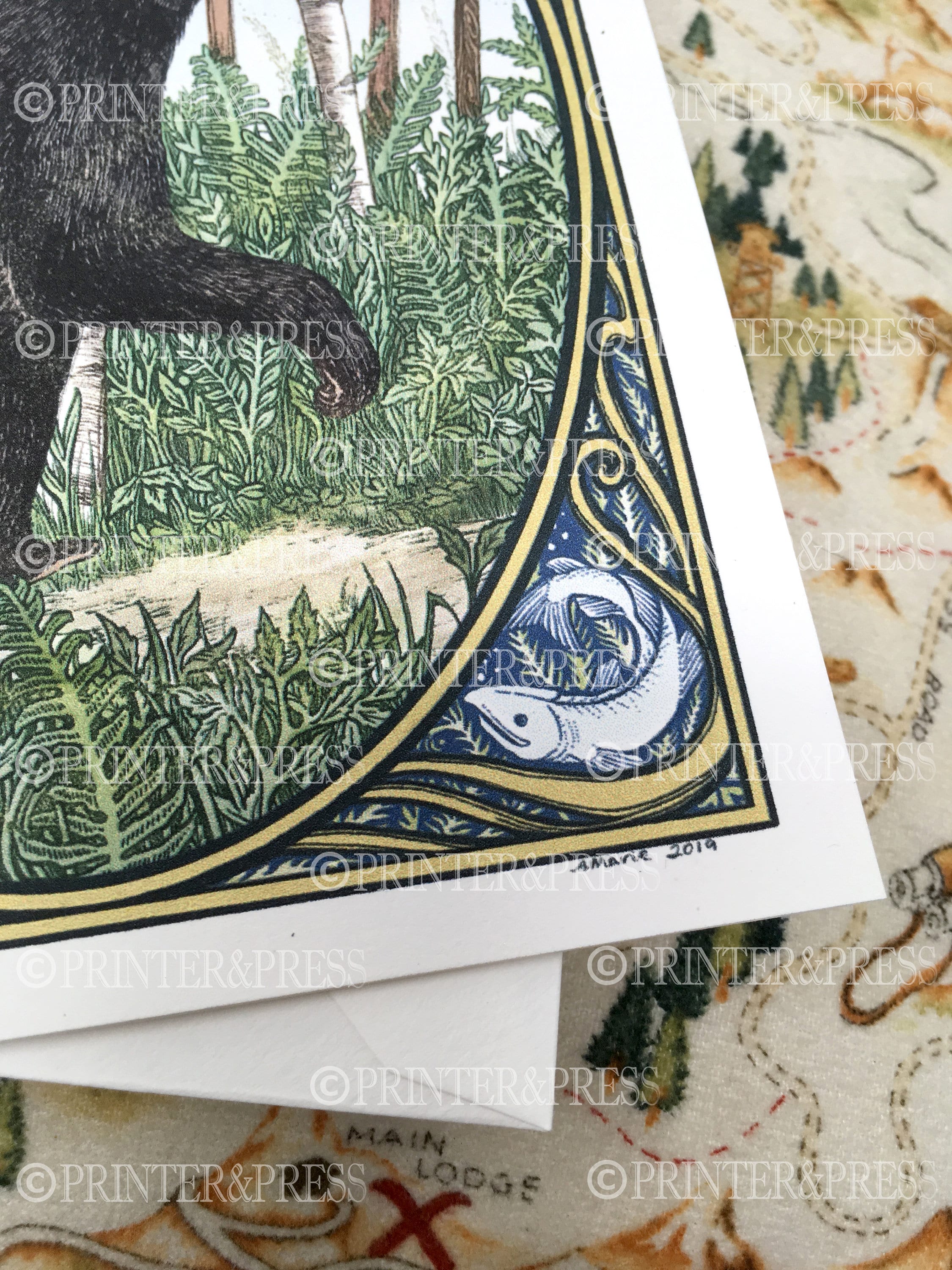 Black Bear Card With White Envelope Digitally Colored and - Etsy
