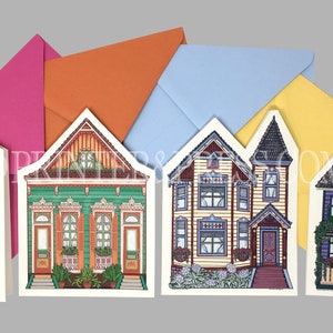 Colorful House Card Variety Pack - 4 Digitally Printed Cards W/ Fun ...