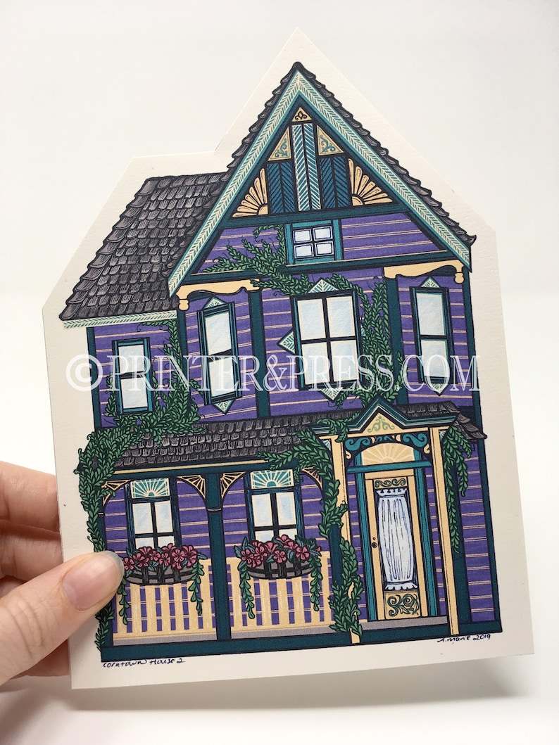 Colorful House Card Variety Pack 4 Digitally Printed Cards | Etsy