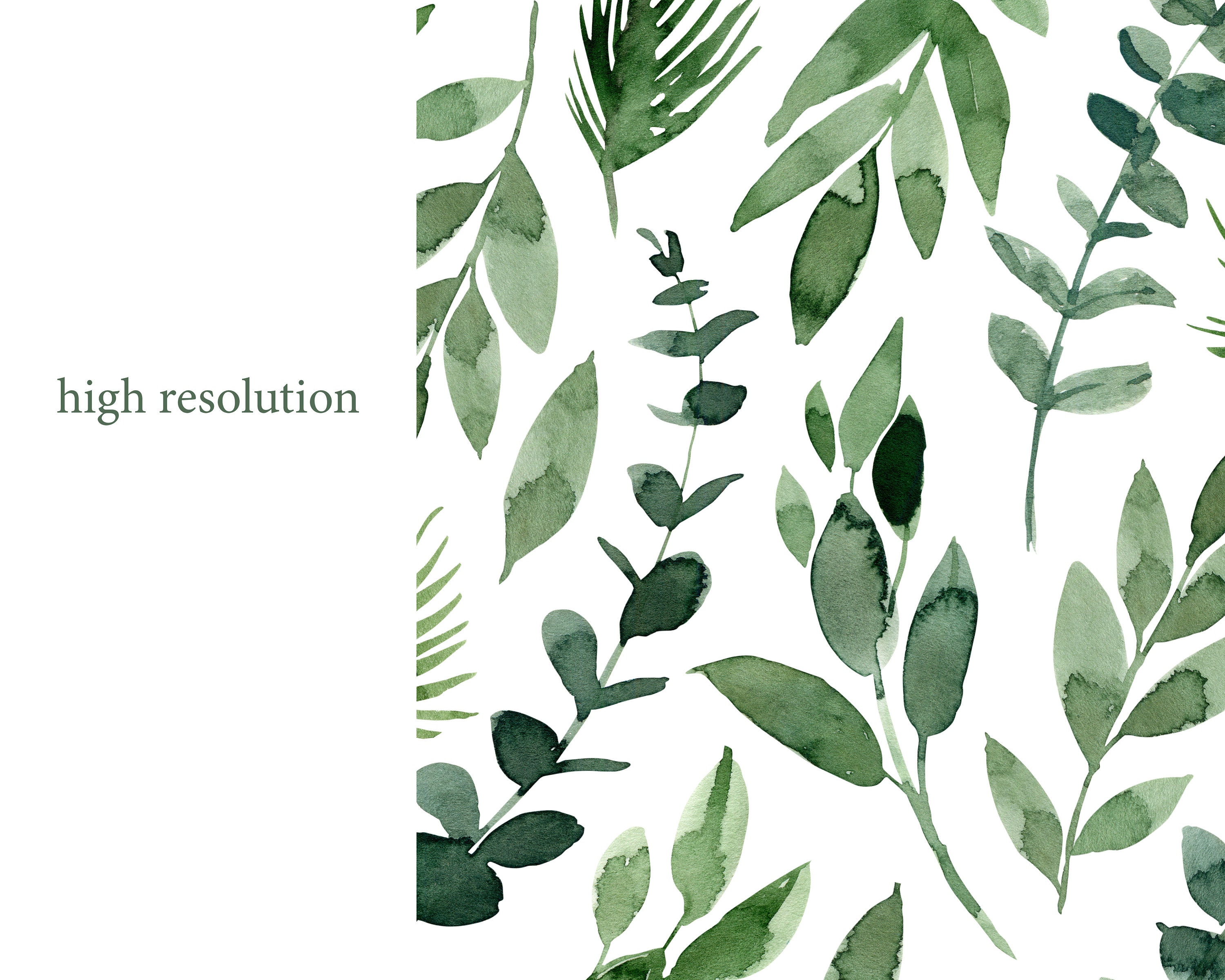 Forest Watercolor Digital Paper Seamless Patterns Set Leaf Leaves ...