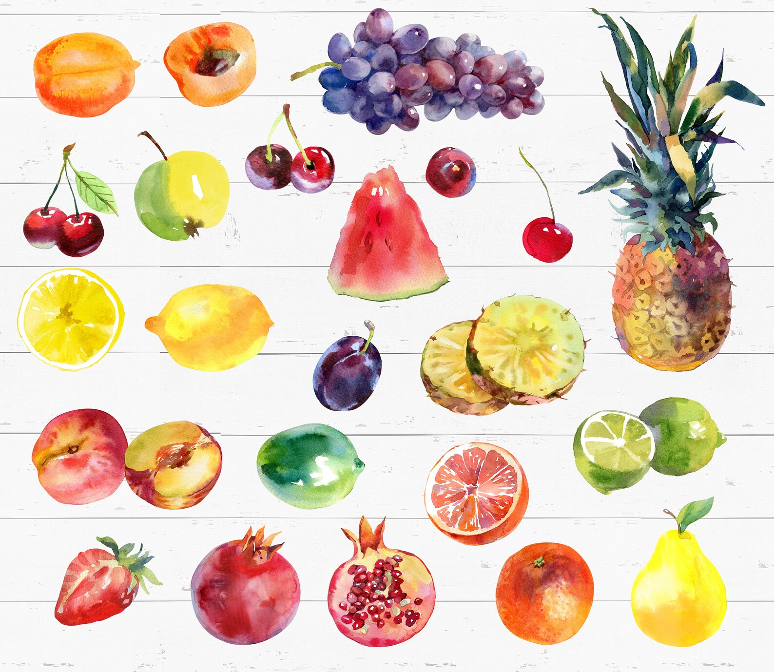 Fruits Clipart PNG Collection. Summer Digital Paper. Food - Etsy