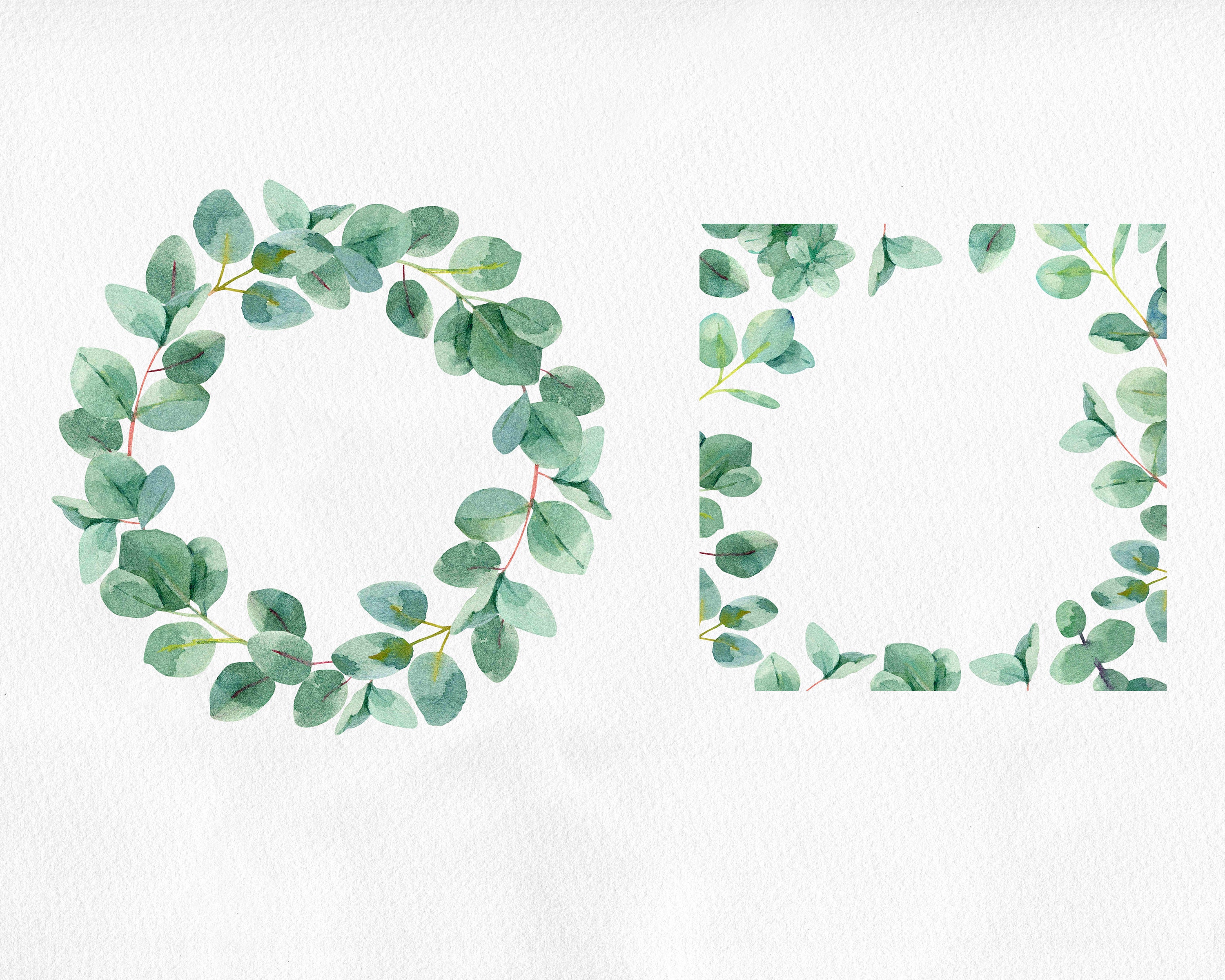 Floral Frame PNG - Watercolor Eucalyptus Green Wreath - Eucalyptus ...