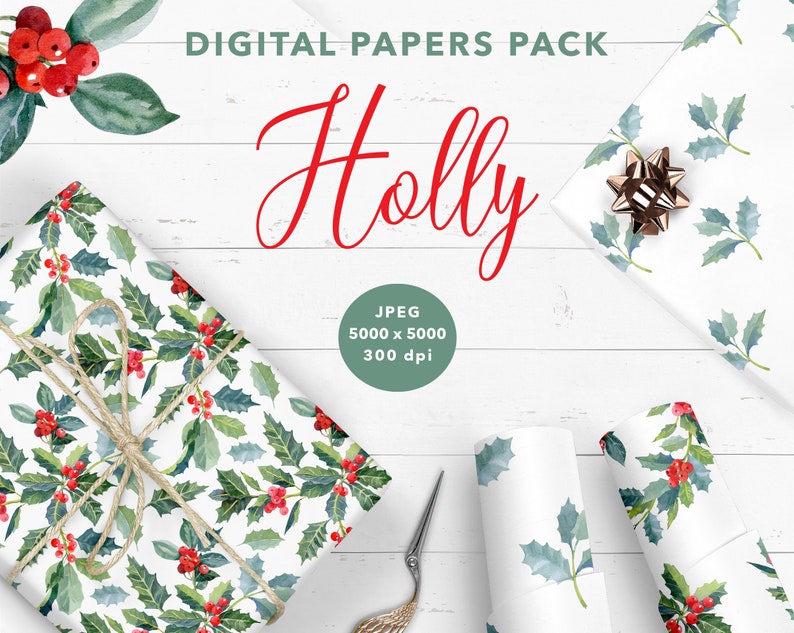 Winter Watercolor Christmas Digital Paper Seamless Patterns - Etsy
