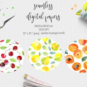 Fruits Clipart PNG Collection. Summer Digital Paper. Food Illustration ...