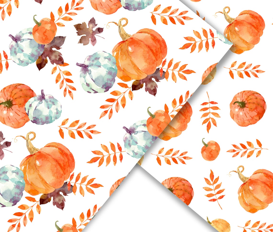 Fall Digital Paper Set Printable Pumpkins Patterns - Etsy