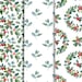 Winter Watercolor Christmas Digital Paper Seamless Patterns Set Leaf ...